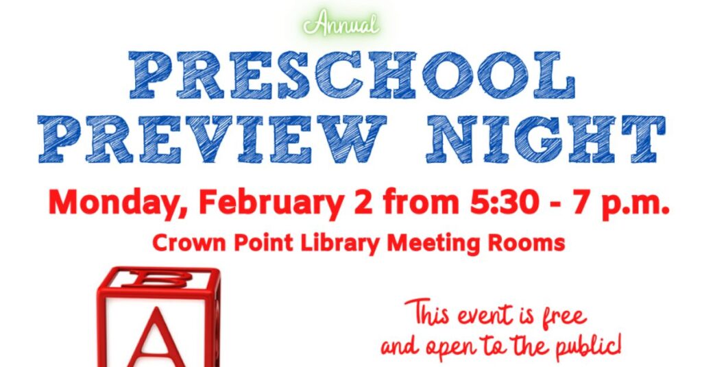 Prepare for Preschool at the Crown Point Library’s Annual Preview Night ...